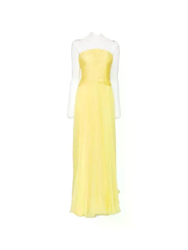 Zuhair Murad Strapless Draped Silk-chiffon Gown - Yellow