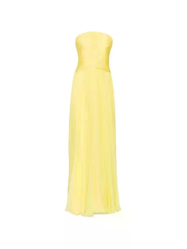 Zuhair Murad Strapless Draped Silk-chiffon Gown - Yellow