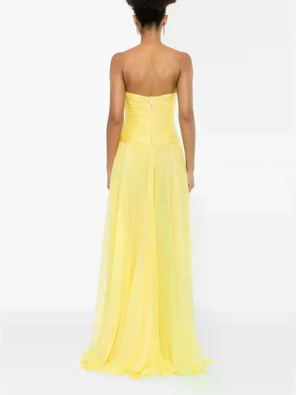 Zuhair Murad Strapless Draped Silk-chiffon Gown - Yellow