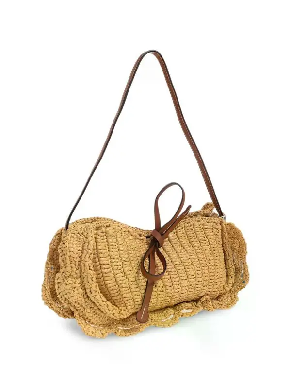 Ulla Johnson Marina Ruffled Raffia Shoulder Bag