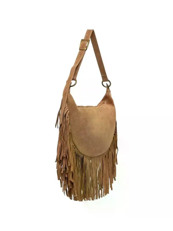 VICOLO Suede Fringe Shoulder Bag - Brown