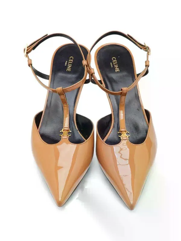 Celine Triomphe Patent T-bar Pumps