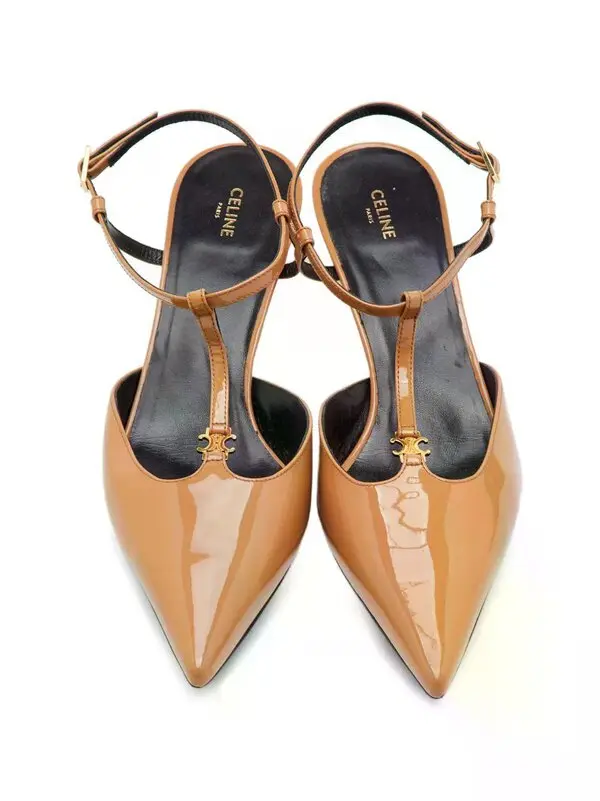 Celine Triomphe Patent T-bar Pumps