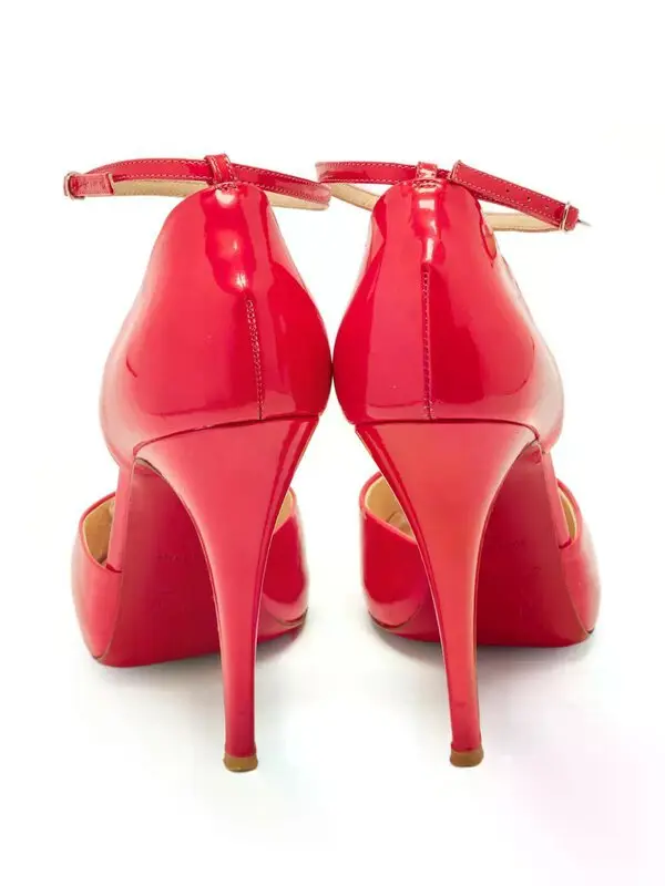 CHRISTIAN LOUBOUTIN Patent Leather Claudia Peep-toe Pumps - Red