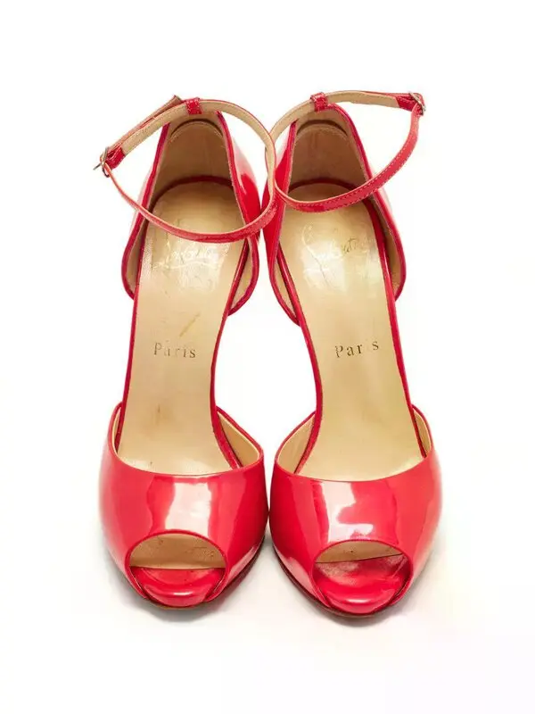 CHRISTIAN LOUBOUTIN Patent Leather Claudia Peep-toe Pumps - Red