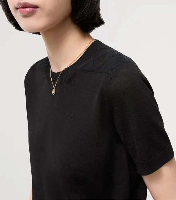 Burberry Wool-silk Check Panel T-shirt