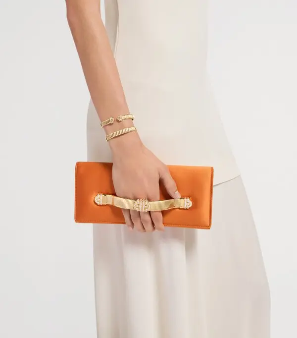 BVLGARI Satin Tubogas Evening Clutch Bag