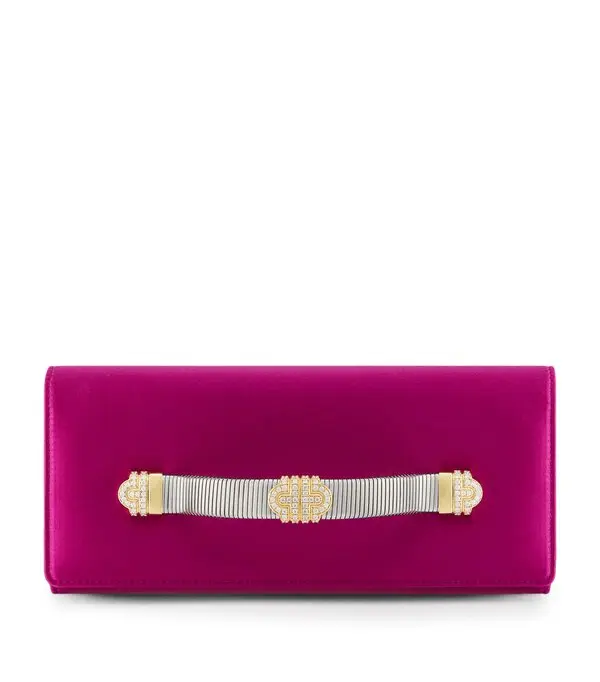 BVLGARI Satin Tubogas Evening Clutch Bag - Pink