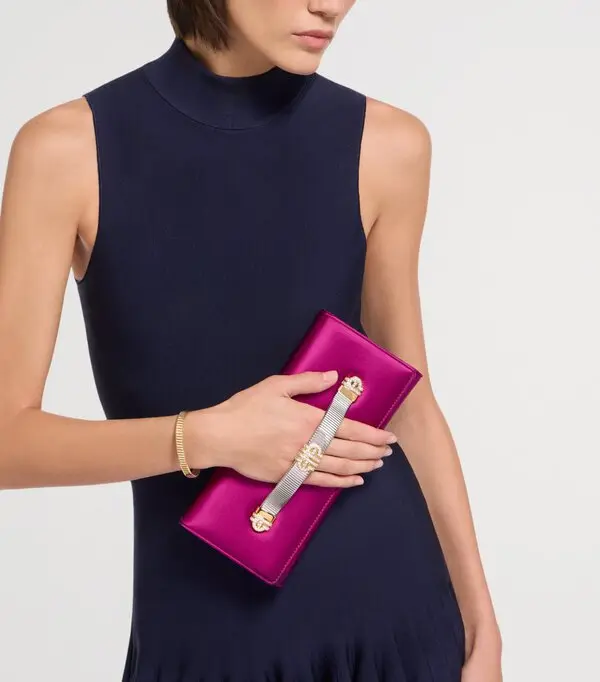 BVLGARI Satin Tubogas Evening Clutch Bag