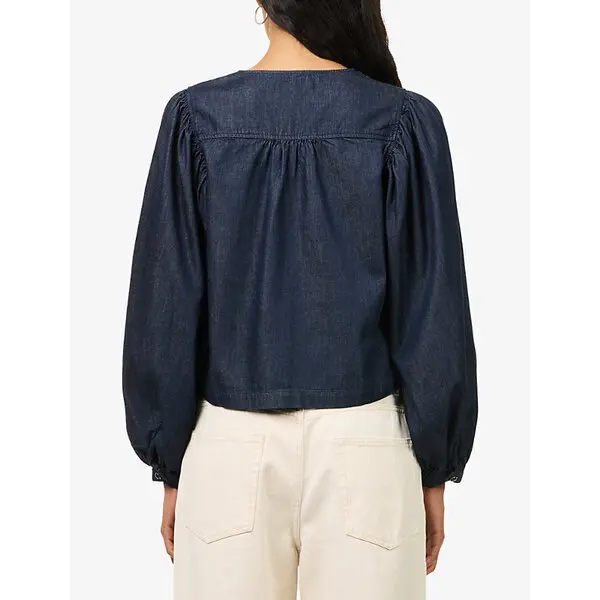 FRAME The Off Duty Popover Denim Blouse