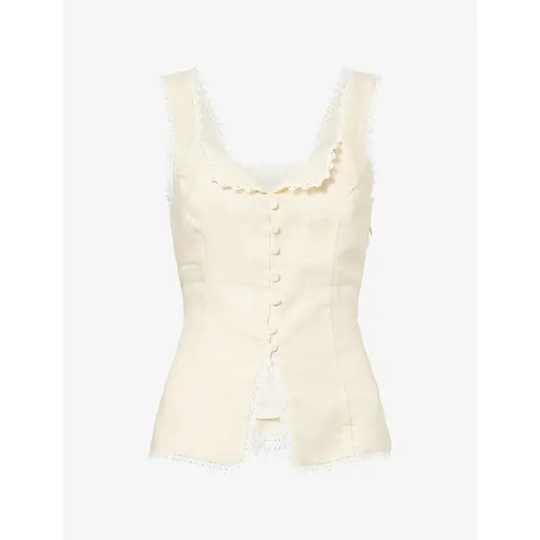 REFORMATION Viola Sweetheart-neck Linen Top - Sugar