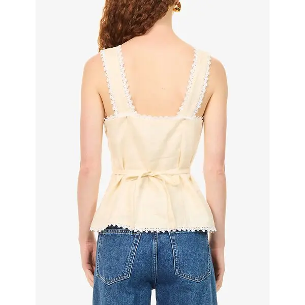 REFORMATION Viola Sweetheart-neck Linen Top