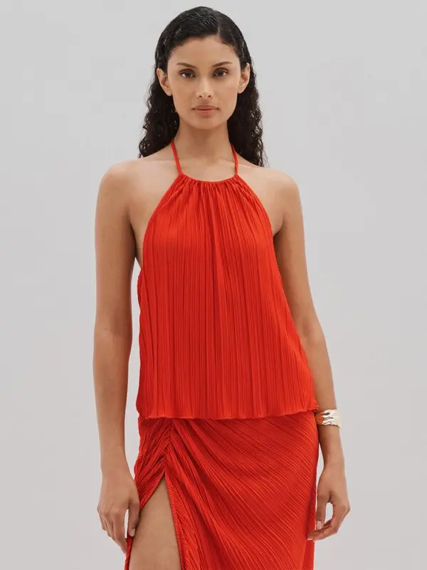 Good American Plissé Halter Top