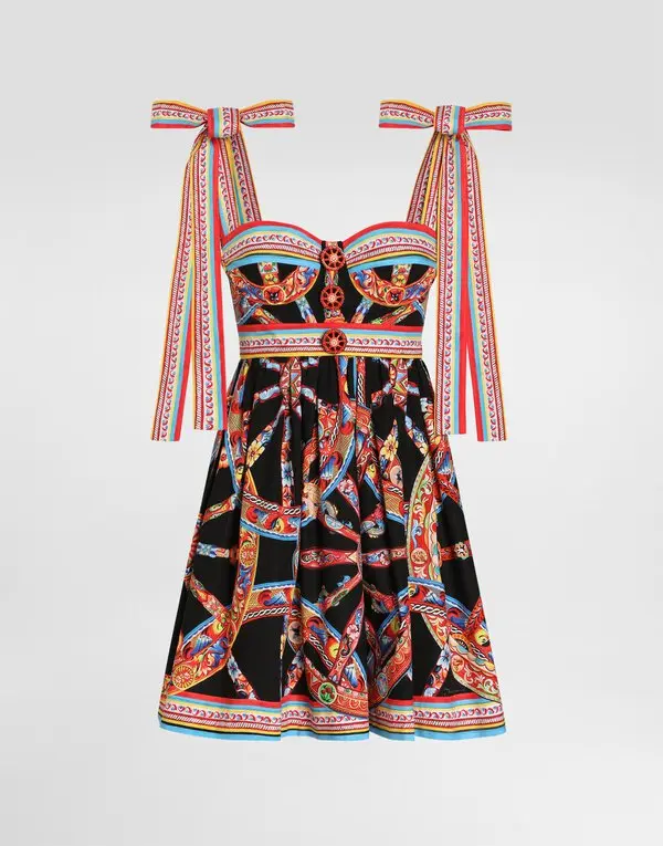 Dolce & Gabbana Carretto-print Poplin Dress Dresses Multi-colored - Multicolor