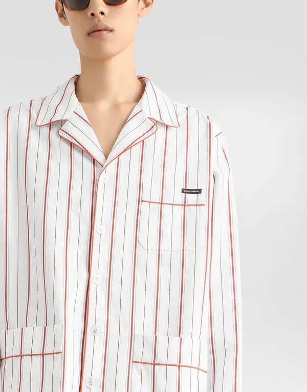 Dolce & Gabbana Striped Poplin Vanity Robe Shirts Multi-colored