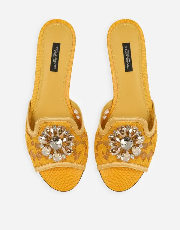 Dolce & Gabbana Embellished Flat Slides - Yellow
