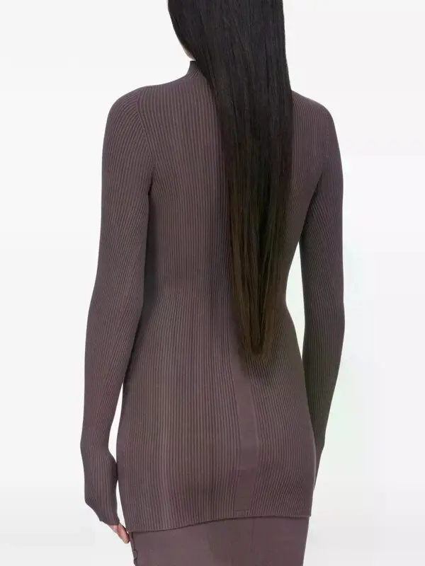 Rick Owens Rib-knit Mock-neck Pullover - Brown