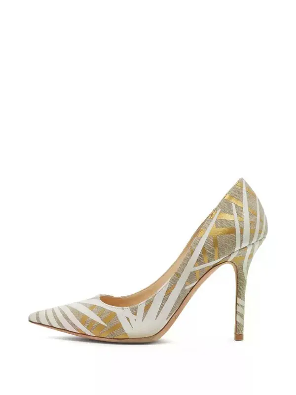 JIMMY CHOO Geometric-print Canvas Pointed-toe Pumps