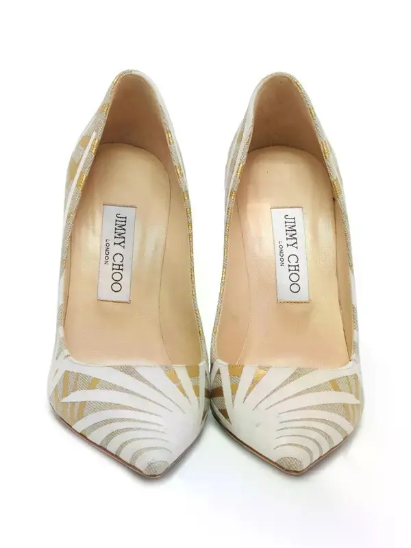 JIMMY CHOO Geometric-print Canvas Pointed-toe Pumps