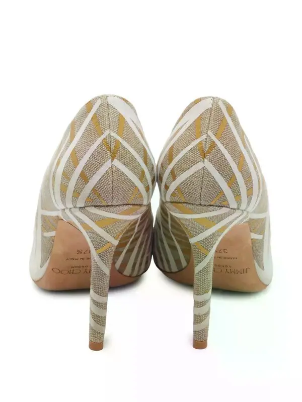 JIMMY CHOO Geometric-print Canvas Pointed-toe Pumps