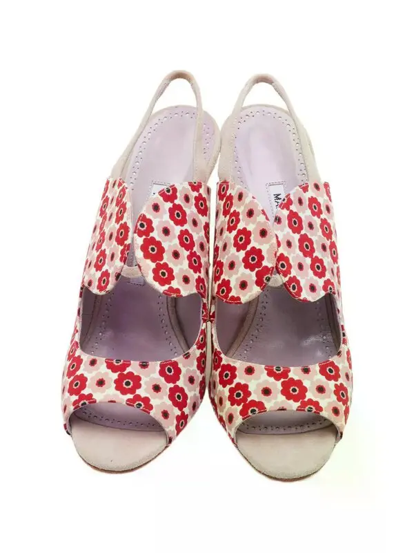 Manolo Blahnik Floral-print Slingback Sandals