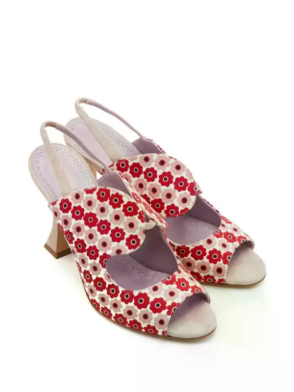 Manolo Blahnik Floral-print Slingback Sandals
