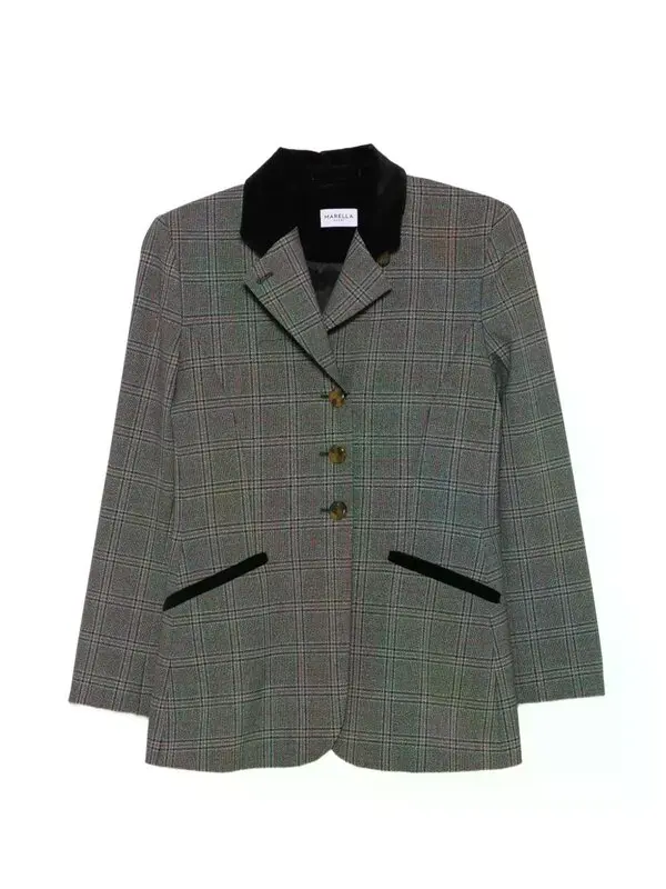 Marella Check-pattern Velvet-trim Jacket