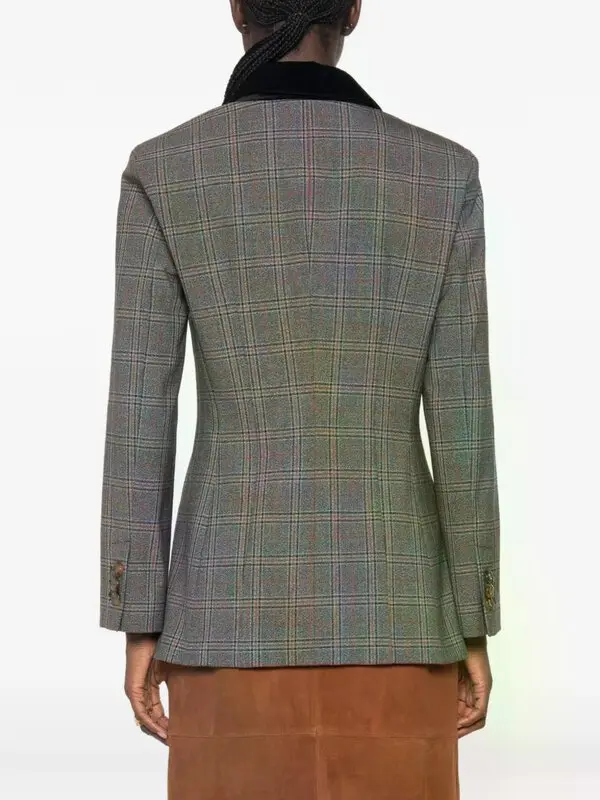 Marella Check-pattern Velvet-trim Jacket