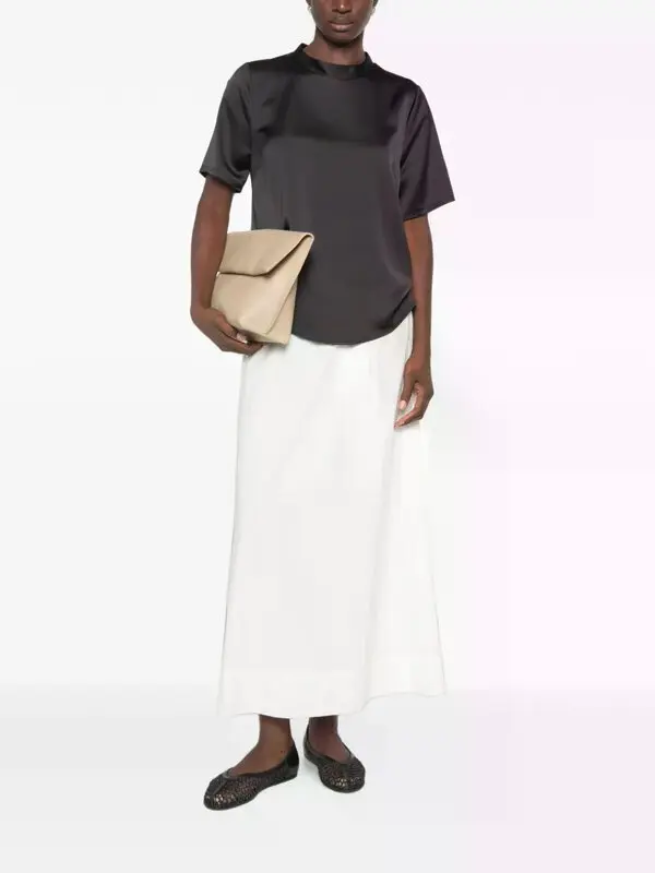 Imperial Satin-finish Short-sleeve Blouse