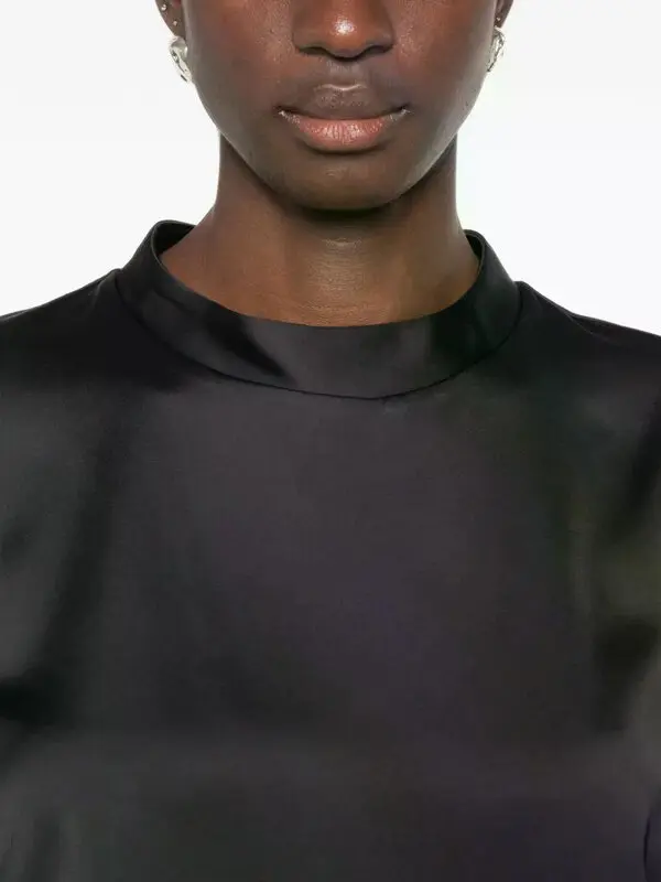 Imperial Satin-finish Short-sleeve Blouse