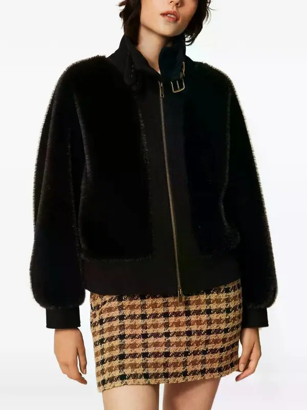 TWINSET Faux-fur And Wool Cloth Bomber Jacket