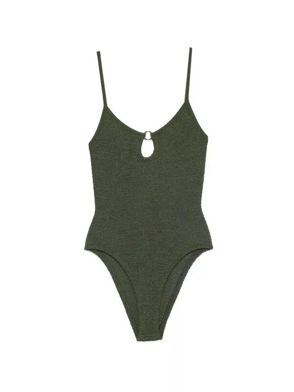 Hunza G Ring-detail Crinkle-effect Swimsuit - Green