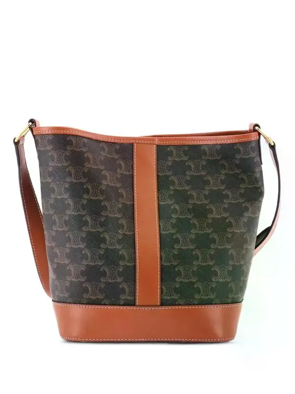 Celine Triomphe Coated Canvas Small Bucket Bag - Brown
