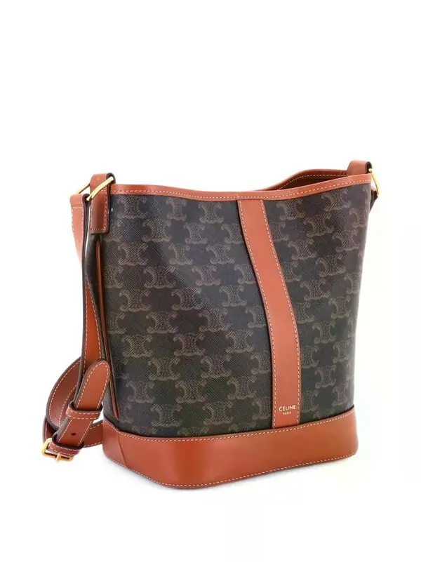 Celine Triomphe Coated Canvas Small Bucket Bag - Brown