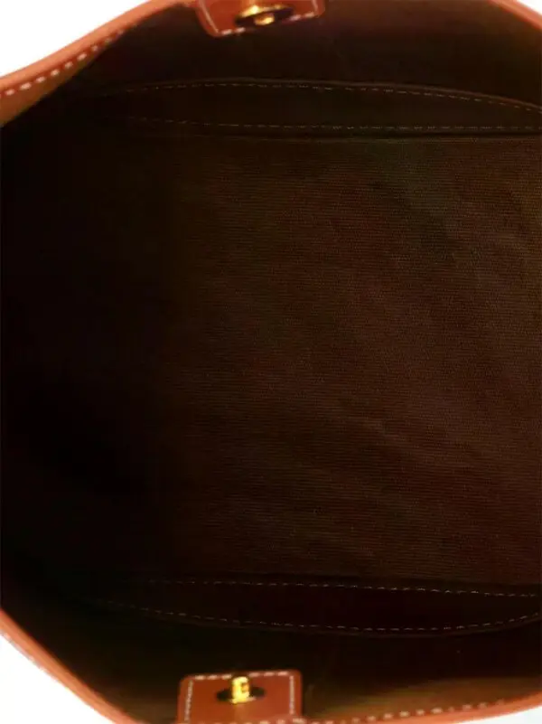 Celine Triomphe Coated Canvas Small Bucket Bag - Brown