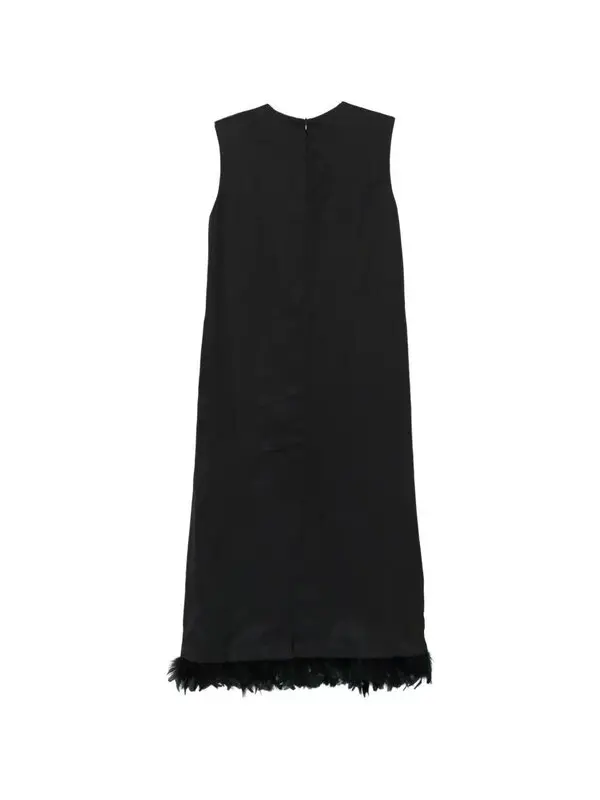 Plan C Feather-trim Sleeveless Maxi Dress