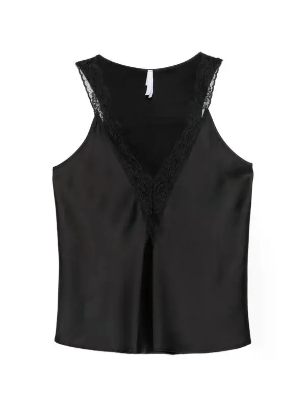 Imperial Lace-trim Camisole Top - Black