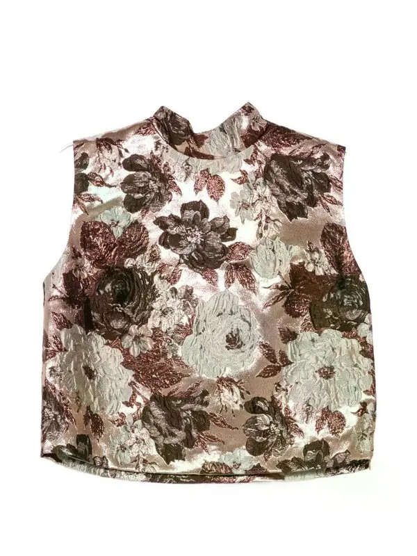 Elie Saab Floral-brocade Sleeveless Top