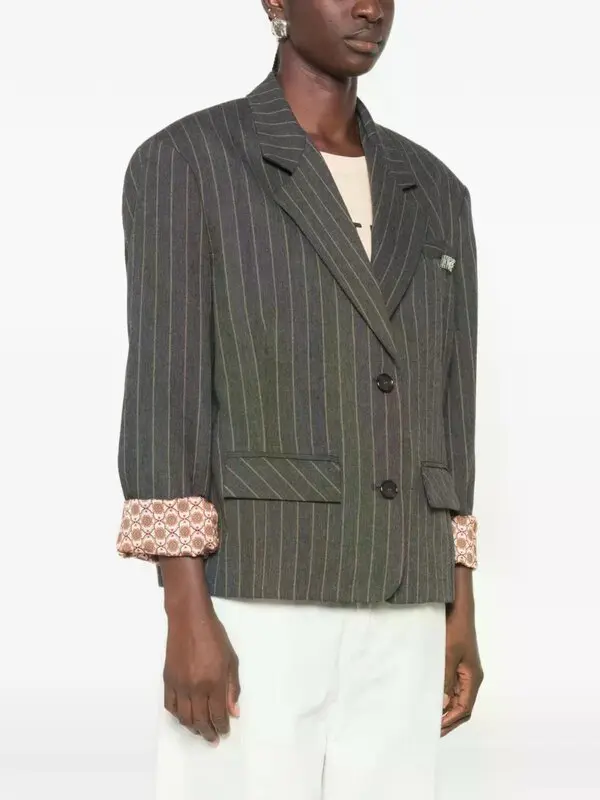 Dixie Pinstripe Print Crystal-embellished Blazer