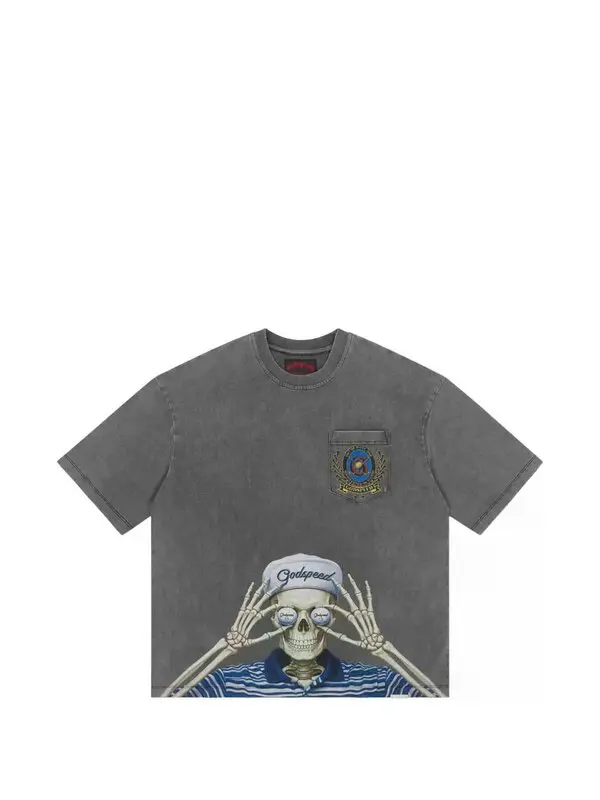 GODSPEED Golf Days Graphic-print Chest-pocket T-shirt - Grey