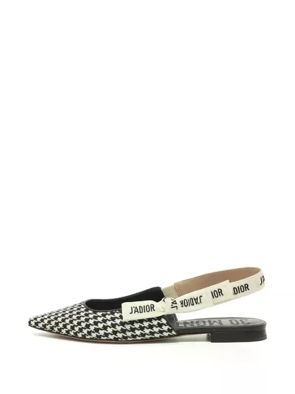 Dior J'adior Houndstooth Slingback Flat Pumps - Black