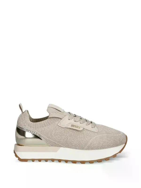 Liu Jo Glitter-effect Metallic-panel Sneakers - Neutrals