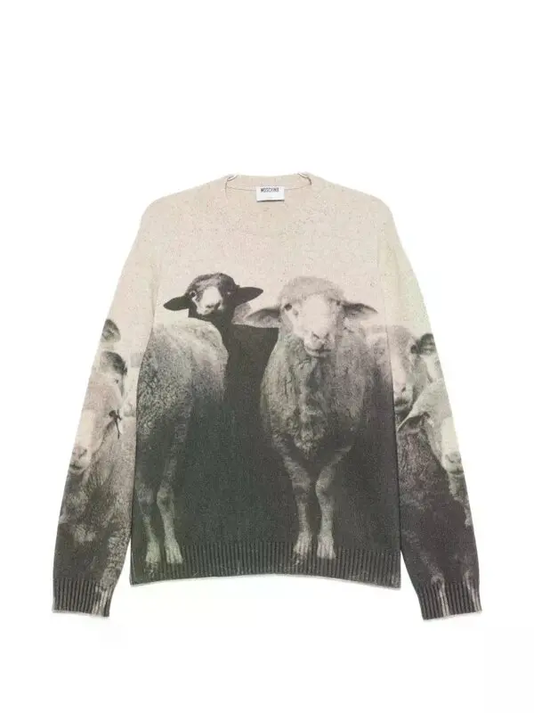 Moschino Sheep-print Crew-neck Sweater