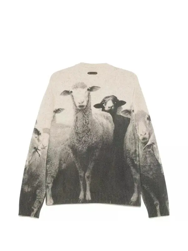 Moschino Sheep-print Crew-neck Sweater