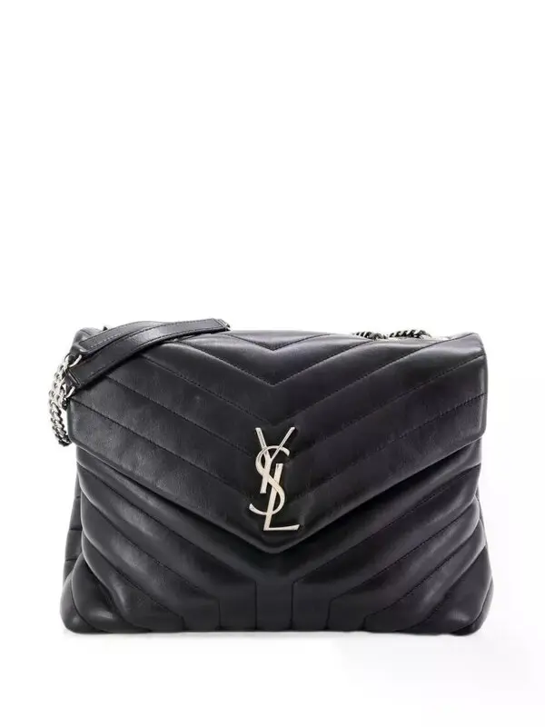 Saint Laurent Loulou Matelasse Chevron Leather Medium Shoulder Bag - Black
