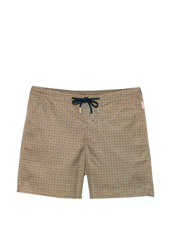 Orlebar Brown Geometric Pattern Drawstring Swim Shorts - Brown
