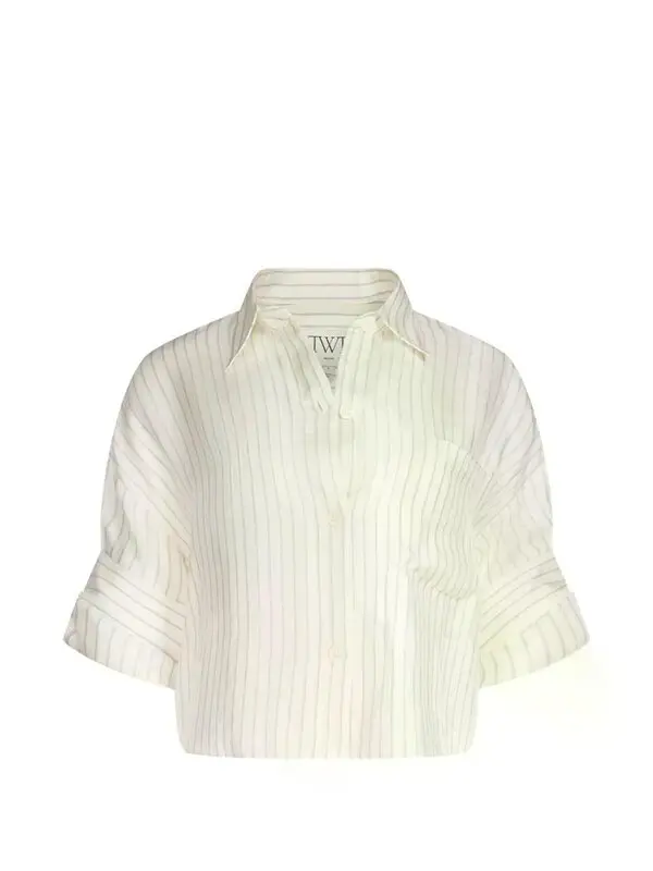 TWP Striped Cropped Shirt