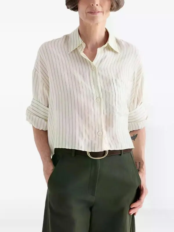 TWP Striped Cropped Shirt