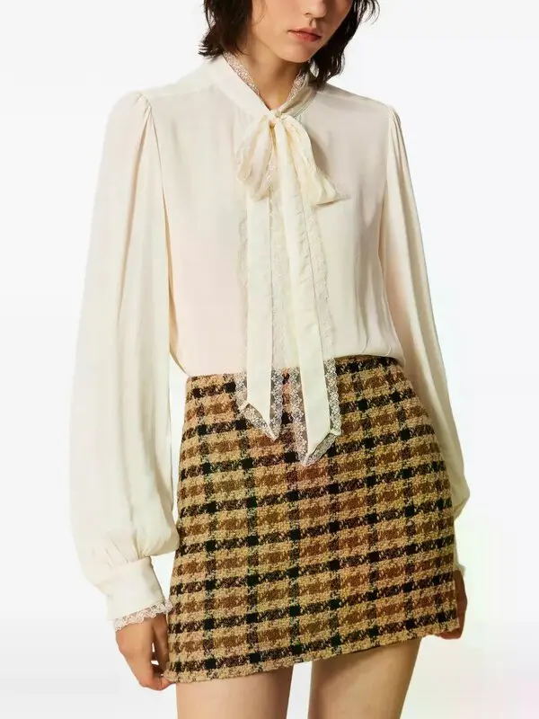 TWINSET Check Bouclé Miniskirt