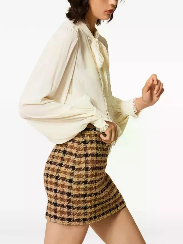 TWINSET Check Bouclé Miniskirt